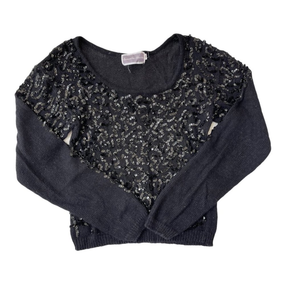 Vintage Samantha Starr Angora Black Sequin Sweater - Gem